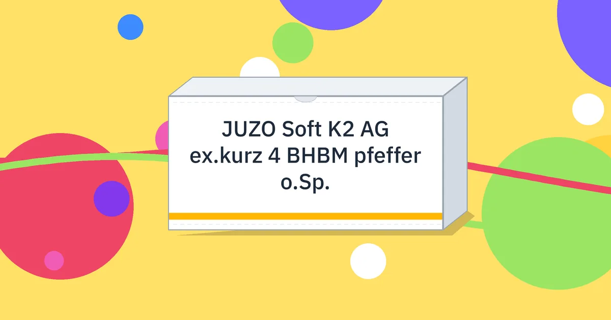 Symbolbild: Packung mit der Aufschrift JUZO Soft K2 AG ex.kurz 4 BHBM pfeffer o.Sp. (PZN 14862053) – Verfügbarkeit und Bezug in Apotheken in Frankfurt am Main