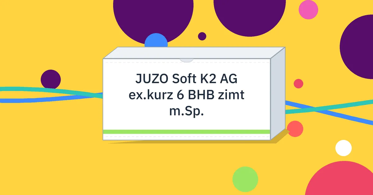 Symbolbild: Packung mit der Aufschrift JUZO Soft K2 AG ex.kurz 6 BHB zimt m.Sp. (PZN 14827418) – Verfügbarkeit und Bezug in Apotheken in Frankfurt am Main