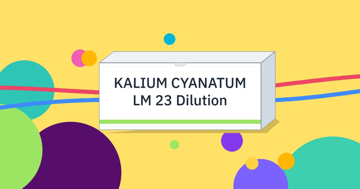 Symbolbild: Packung mit der Aufschrift KALIUM CYANATUM LM 23 Dilution (PZN 12920711) – Verfügbarkeit und Bezug in Apotheken in Frankfurt am Main