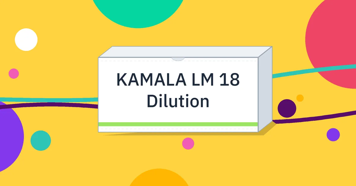 Symbolbild: Packung mit der Aufschrift KAMALA LM 18 Dilution (PZN 13518106) – Verfügbarkeit und Bezug in Apotheken in Frankfurt am Main