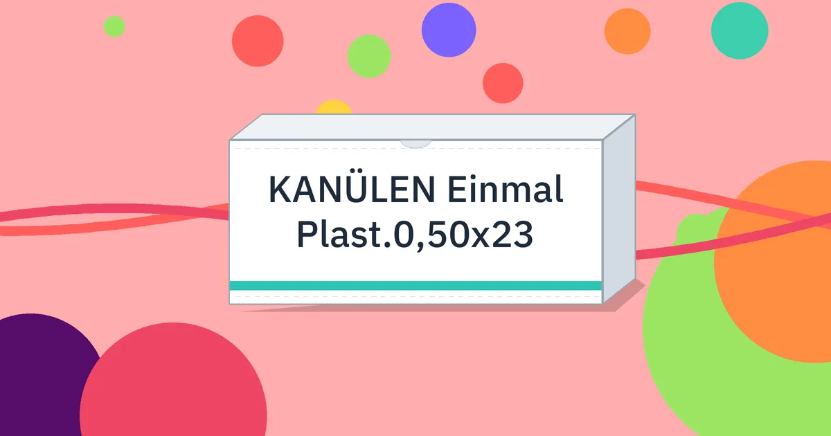 Symbolbild: Packung mit der Aufschrift KANÜLEN Einmal Plast.0,50x23 (PZN 01964639) – Verfügbarkeit und Bezug in Apotheken in Frankfurt am Main