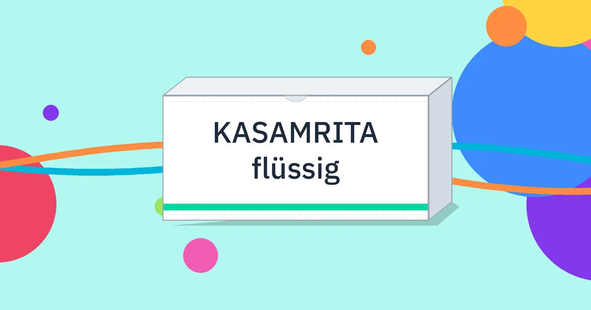Symbolbild: Packung mit der Aufschrift KASAMRITA flüssig (PZN 07225392) – Verfügbarkeit und Bezug in Apotheken in Frankfurt am Main