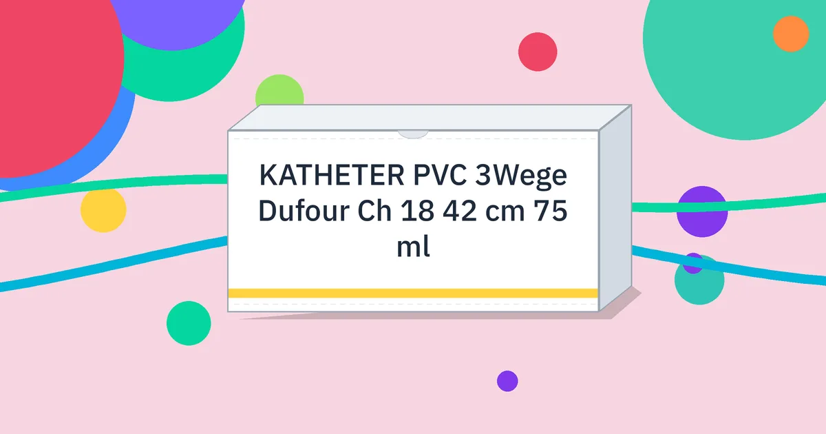 Symbolbild: Packung mit der Aufschrift KATHETER PVC 3Wege Dufour Ch 18 42 cm 75 ml (PZN 05036043) – Verfügbarkeit und Bezug in Apotheken in Frankfurt am Main