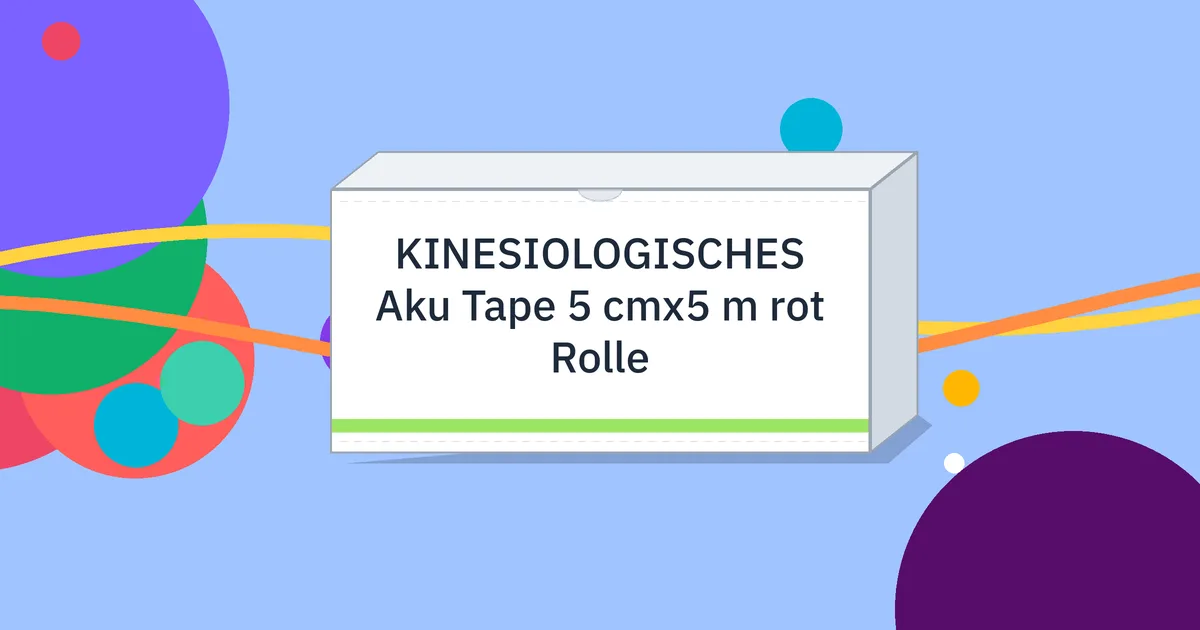 Symbolbild: Packung mit der Aufschrift KINESIOLOGISCHES Aku Tape 5 cmx5 m rot Rolle (PZN 06055580) – Verfügbarkeit und Bezug in Apotheken in Frankfurt am Main