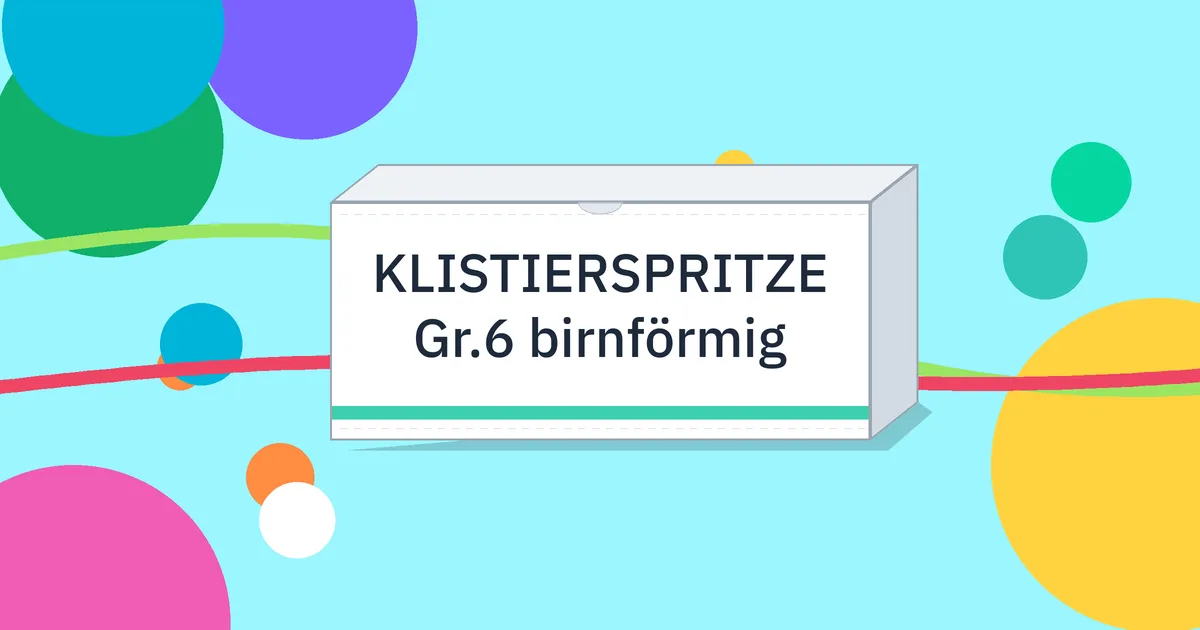 Symbolbild: Packung mit der Aufschrift KLISTIERSPRITZE Gr.6 birnförmig (PZN 01731059) – Verfügbarkeit und Bezug in Apotheken in Frankfurt am Main