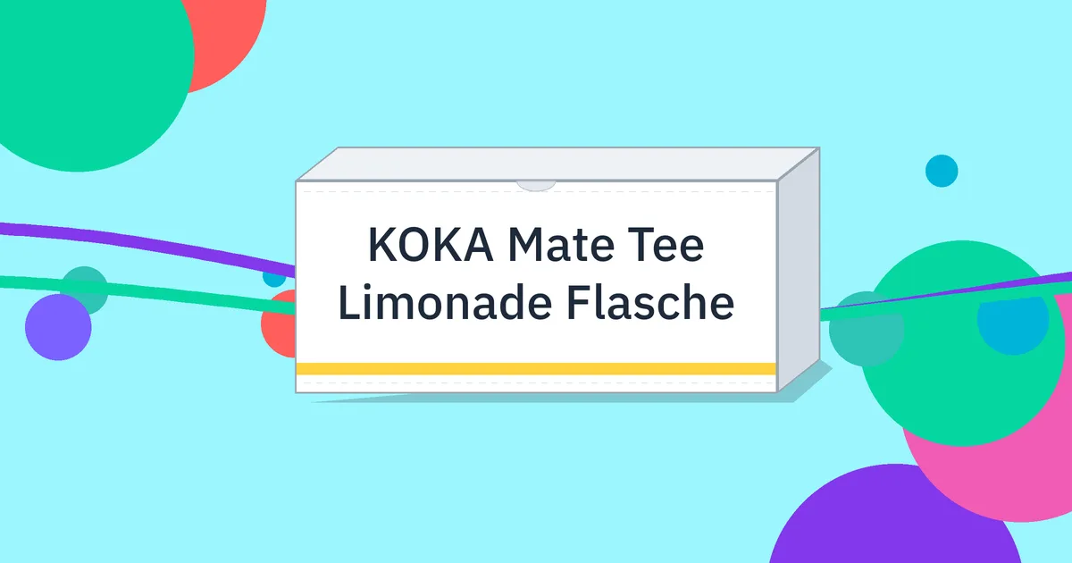 Symbolbild: Packung mit der Aufschrift KOKA Mate Tee Limonade Flasche (PZN 16934331) – Verfügbarkeit und Bezug in Apotheken in Frankfurt am Main