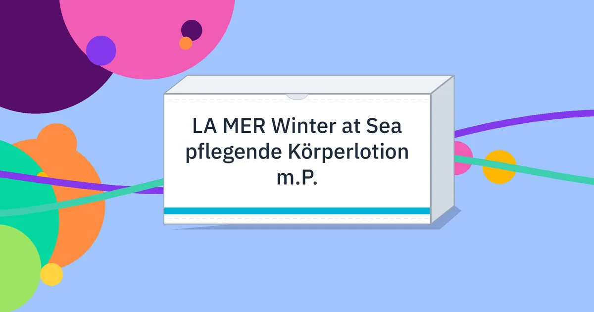 Symbolbild: Packung mit der Aufschrift LA MER Winter at Sea pflegende Körperlotion m.P. (PZN 17605606) – Verfügbarkeit und Bezug in Apotheken in Frankfurt am Main