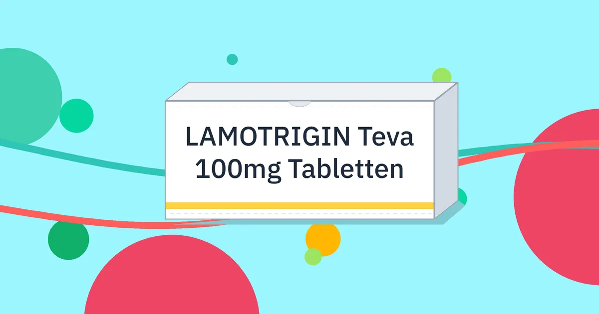 Symbolbild: Packung mit der Aufschrift LAMOTRIGIN Teva 100mg Tabletten (PZN 00081027) – Verfügbarkeit und Bezug in Apotheken in Frankfurt am Main