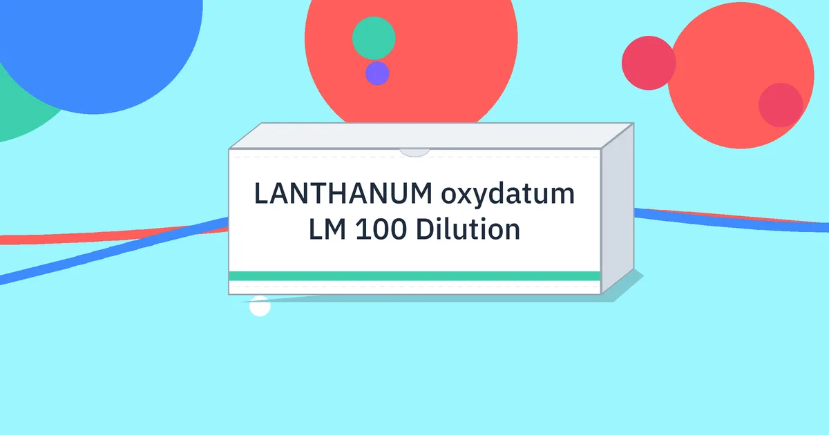 Symbolbild: Packung mit der Aufschrift LANTHANUM oxydatum LM 100 Dilution (PZN 13522510) – Verfügbarkeit und Bezug in Apotheken in Frankfurt am Main