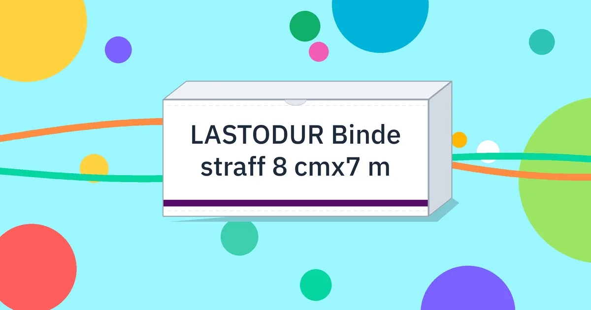 Symbolbild: Packung mit der Aufschrift LASTODUR Binde straff 8 cmx7 m (PZN 00614251) – Verfügbarkeit und Bezug in Apotheken in Frankfurt am Main