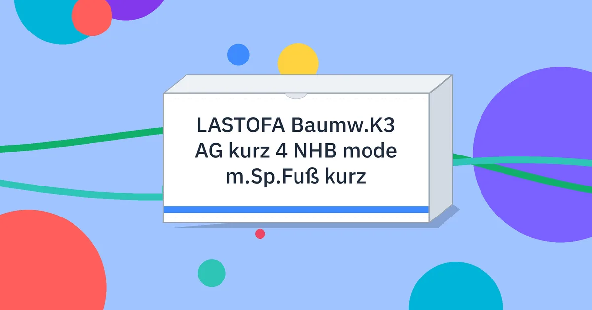 Symbolbild: Packung mit der Aufschrift LASTOFA Baumw.K3 AG kurz 4 NHB mode m.Sp.Fuß kurz (PZN 01955675) – Verfügbarkeit und Bezug in Apotheken in Frankfurt am Main