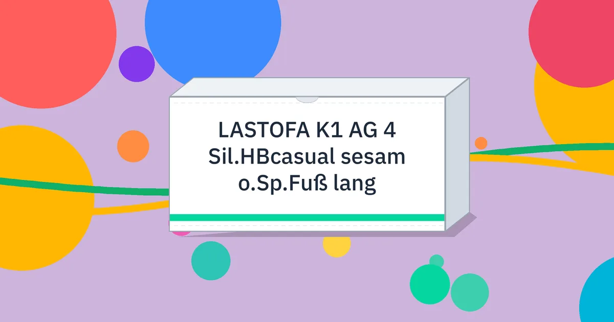 Symbolbild: Packung mit der Aufschrift LASTOFA K1 AG 4 Sil.HBcasual sesam o.Sp.Fuß lang (PZN 14148574) – Verfügbarkeit und Bezug in Apotheken in Frankfurt am Main
