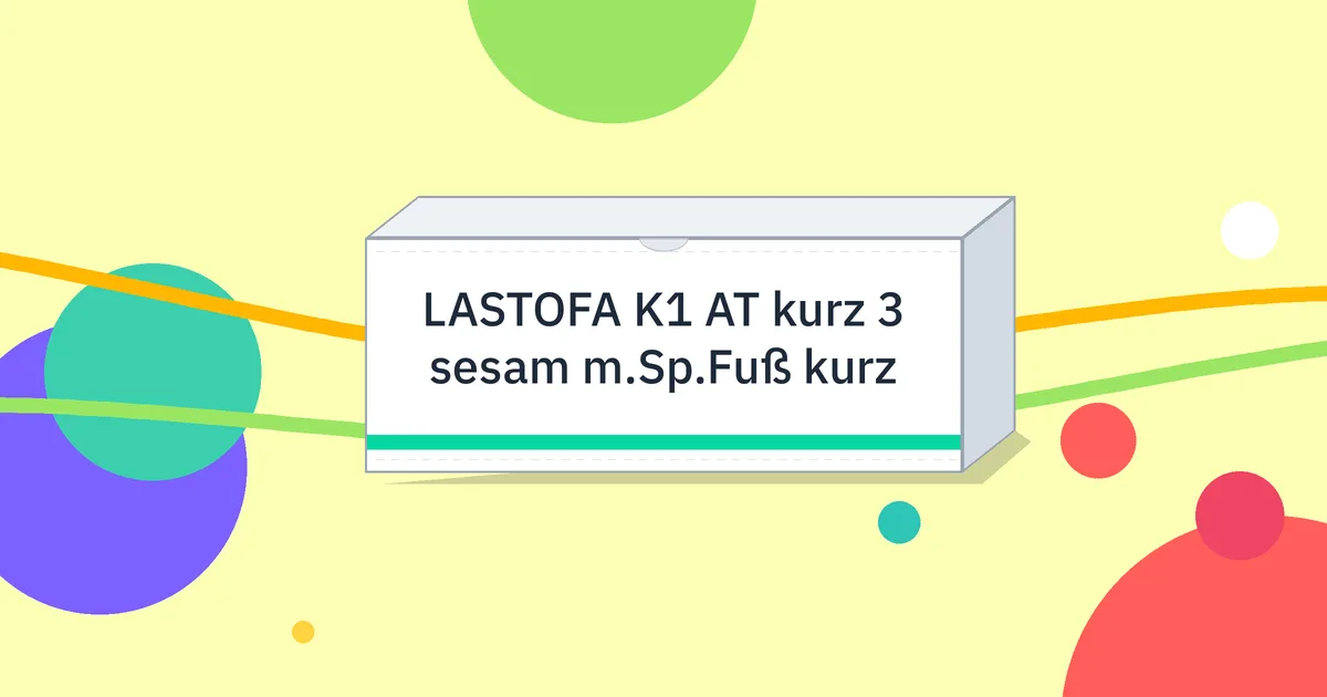 Symbolbild: Packung mit der Aufschrift LASTOFA K1 AT kurz 3 sesam m.Sp.Fuß kurz (PZN 13795981) – Verfügbarkeit und Bezug in Apotheken in Frankfurt am Main