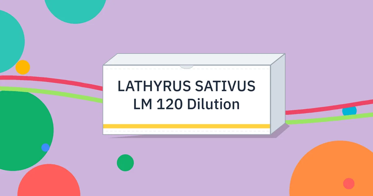 Symbolbild: Packung mit der Aufschrift LATHYRUS SATIVUS LM 120 Dilution (PZN 13523892) – Verfügbarkeit und Bezug in Apotheken in Frankfurt am Main
