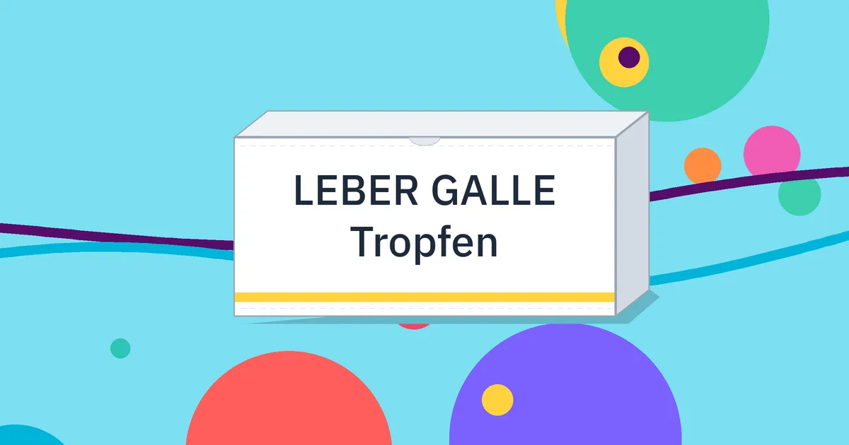 Symbolbild: Packung mit der Aufschrift LEBER GALLE Tropfen (PZN 13979988) – Verfügbarkeit und Bezug in Apotheken in Frankfurt am Main