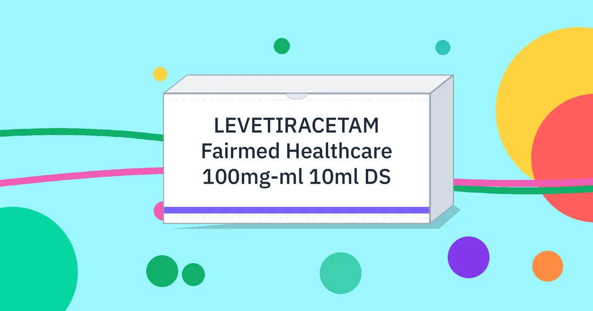 Symbolbild: Packung mit der Aufschrift LEVETIRACETAM Fairmed Healthcare 100mg-ml 10ml DS (PZN 16762775) – Verfügbarkeit und Bezug in Apotheken in Frankfurt am Main