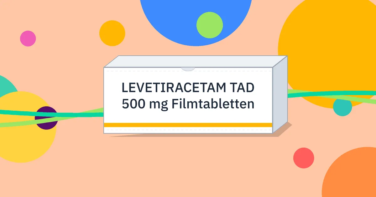 Symbolbild: Packung mit der Aufschrift LEVETIRACETAM TAD 500 mg Filmtabletten (PZN 08794318) – Verfügbarkeit und Bezug in Apotheken in Frankfurt am Main
