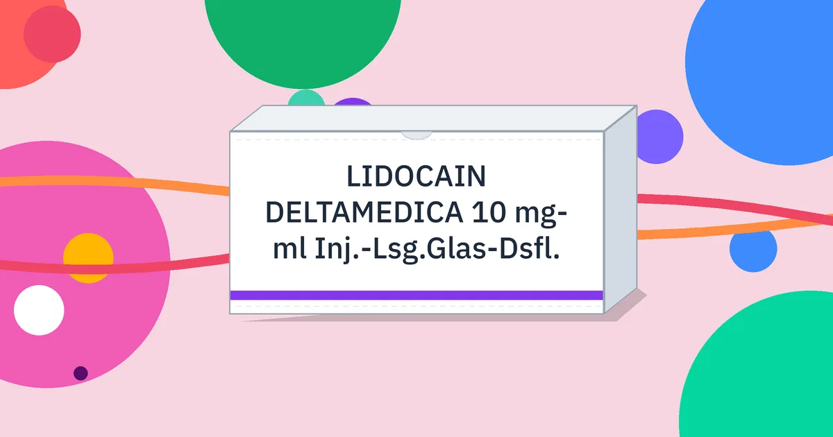 Symbolbild: Packung mit der Aufschrift LIDOCAIN DELTAMEDICA 10 mg-ml Inj.-Lsg.Glas-Dsfl. (PZN 09220281) – Verfügbarkeit und Bezug in Apotheken in Frankfurt am Main
