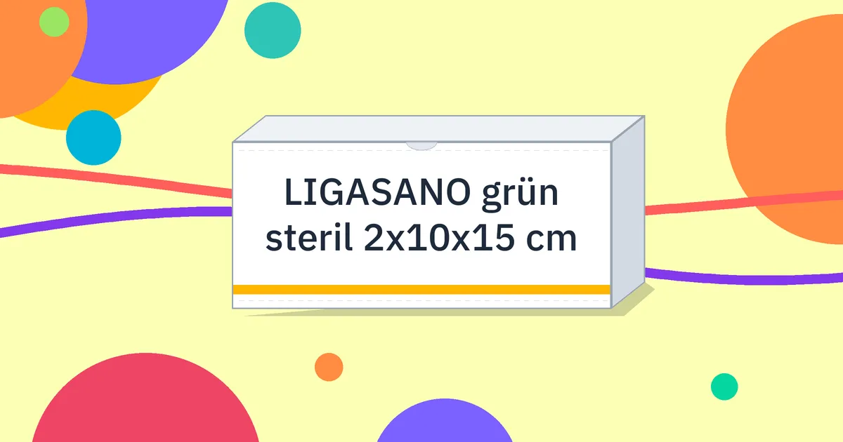 Symbolbild: Packung mit der Aufschrift LIGASANO grün steril 2x10x15 cm (PZN 17251918) – Verfügbarkeit und Bezug in Apotheken in Frankfurt am Main