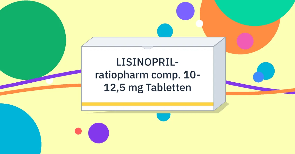 Symbolbild: Packung mit der Aufschrift LISINOPRIL-ratiopharm comp. 10-12,5 mg Tabletten (PZN 01667002) – Verfügbarkeit und Bezug in Apotheken in Frankfurt am Main