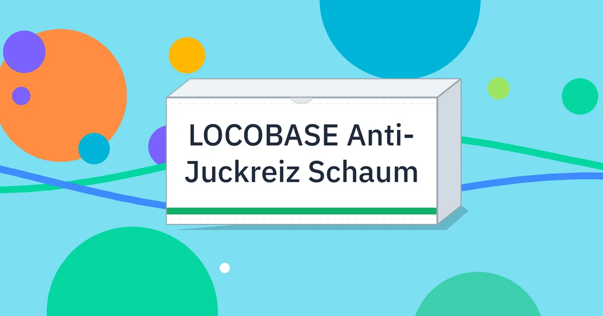 Symbolbild: Packung mit der Aufschrift LOCOBASE Anti-Juckreiz Schaum (PZN 19431955) – Verfügbarkeit und Bezug in Apotheken in Frankfurt am Main