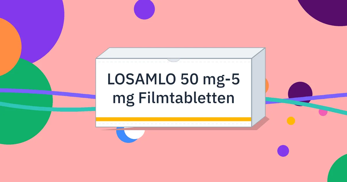 Symbolbild: Packung mit der Aufschrift LOSAMLO 50 mg-5 mg Filmtabletten (PZN 10536262) – Verfügbarkeit und Bezug in Apotheken in Frankfurt am Main