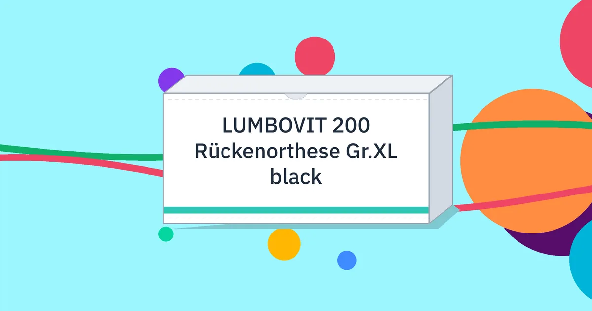 Symbolbild: Packung mit der Aufschrift LUMBOVIT 200 Rückenorthese Gr.XL black (PZN 11608667) – Verfügbarkeit und Bezug in Apotheken in Frankfurt am Main