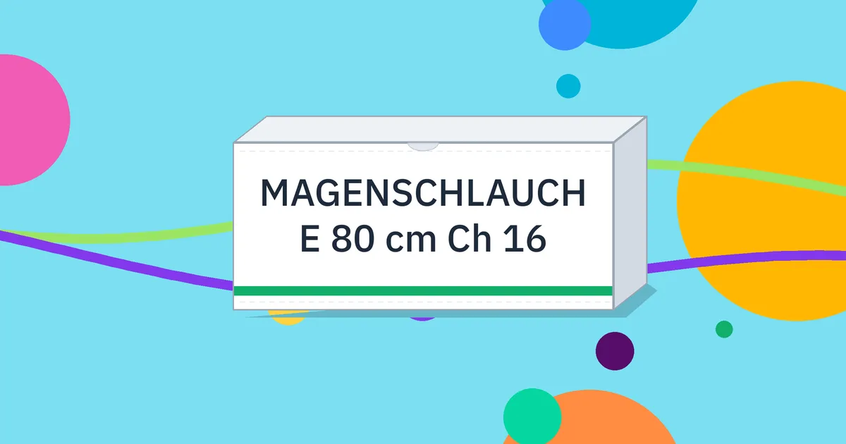 Symbolbild: Packung mit der Aufschrift MAGENSCHLAUCH E 80 cm Ch 16 (PZN 02442162) – Verfügbarkeit und Bezug in Apotheken in Frankfurt am Main