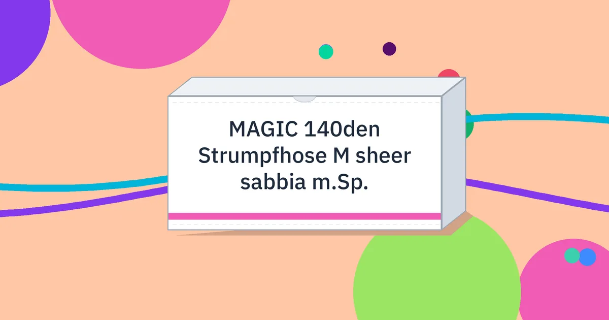Symbolbild: Packung mit der Aufschrift MAGIC 140den Strumpfhose M sheer sabbia m.Sp. (PZN 16181771) – Verfügbarkeit und Bezug in Apotheken in Frankfurt am Main