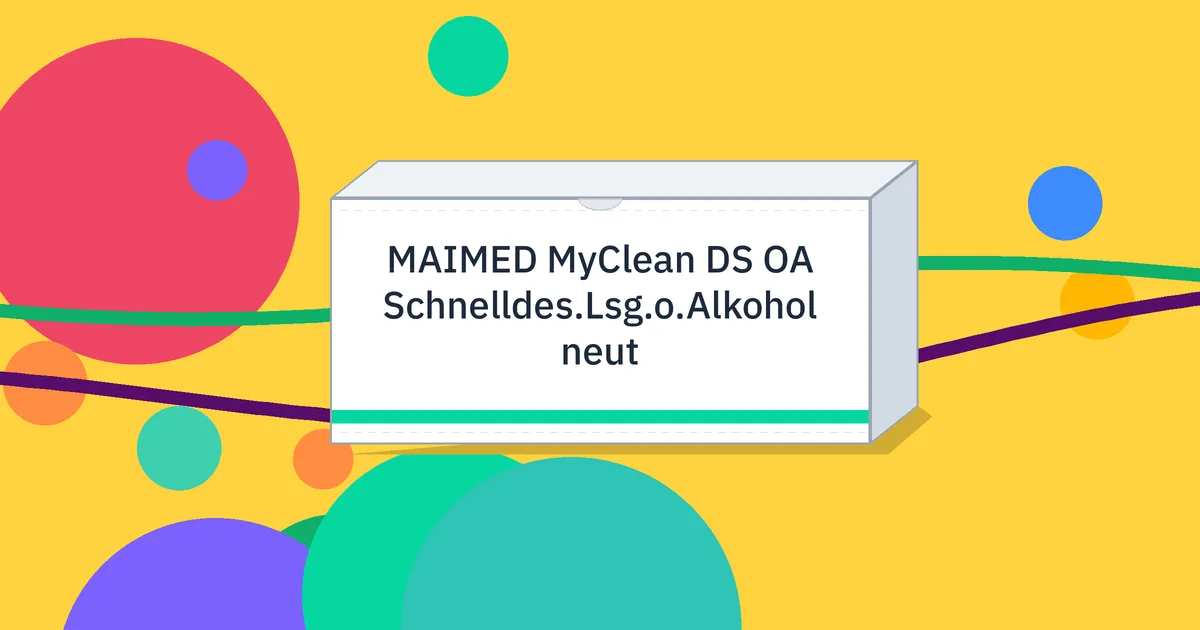 Symbolbild: Packung mit der Aufschrift MAIMED MyClean DS OA Schnelldes.Lsg.o.Alkohol neut (PZN 15397776) – Verfügbarkeit und Bezug in Apotheken in Frankfurt am Main