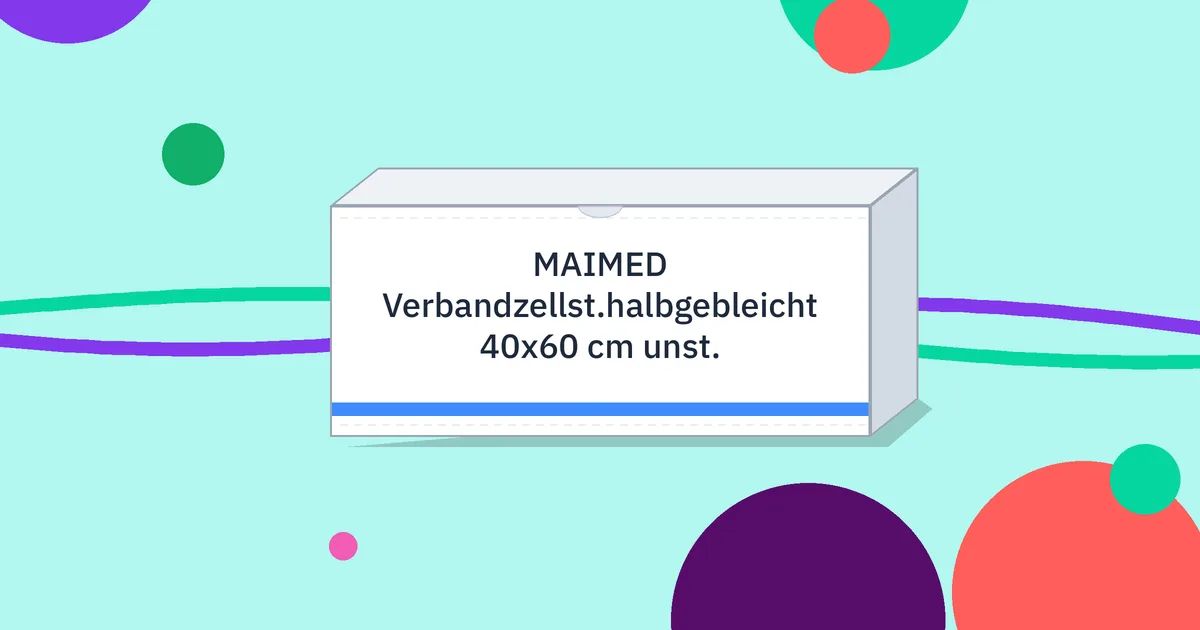 Symbolbild: Packung mit der Aufschrift MAIMED Verbandzellst.halbgebleicht 40x60 cm unst. (PZN 05013177) – Verfügbarkeit und Bezug in Apotheken in Frankfurt am Main