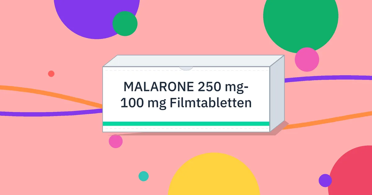 Symbolbild: Packung mit der Aufschrift MALARONE 250 mg-100 mg Filmtabletten (PZN 04739819) – Verfügbarkeit und Bezug in Apotheken in Frankfurt am Main