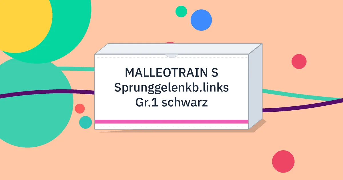 Symbolbild: Packung mit der Aufschrift MALLEOTRAIN S Sprunggelenkb.links Gr.1 schwarz (PZN 10220582) – Verfügbarkeit und Bezug in Apotheken in Frankfurt am Main