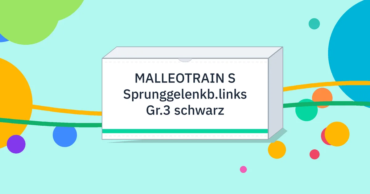 Symbolbild: Packung mit der Aufschrift MALLEOTRAIN S Sprunggelenkb.links Gr.3 schwarz (PZN 10220607) – Verfügbarkeit und Bezug in Apotheken in Frankfurt am Main