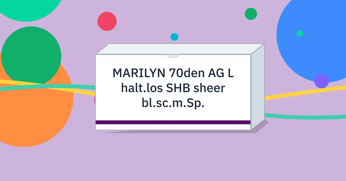 Symbolbild: Packung mit der Aufschrift MARILYN 70den AG L halt.los SHB sheer bl.sc.m.Sp. (PZN 16187331) – Verfügbarkeit und Bezug in Apotheken in Frankfurt am Main