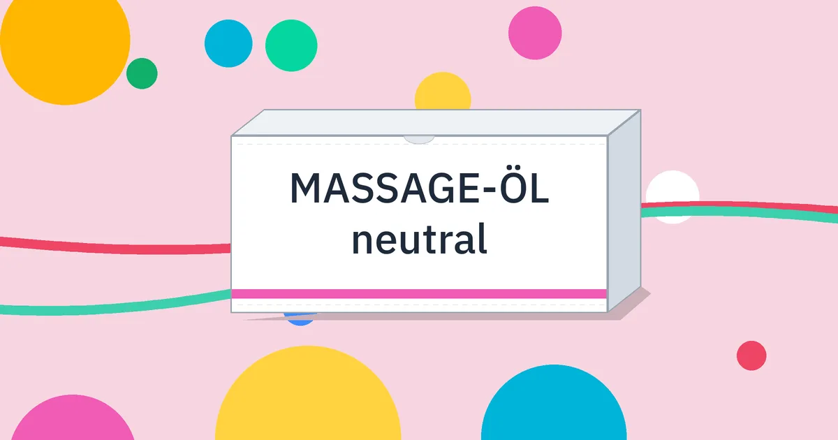 Symbolbild: Packung mit der Aufschrift MASSAGE-ÖL neutral (PZN 04979765) – Verfügbarkeit und Bezug in Apotheken in Frankfurt am Main