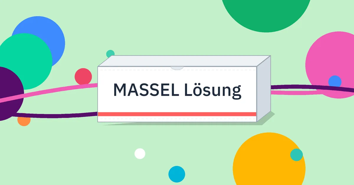Symbolbild: Packung mit der Aufschrift MASSEL Lösung (PZN 04891668) – Verfügbarkeit und Bezug in Apotheken in Frankfurt am Main