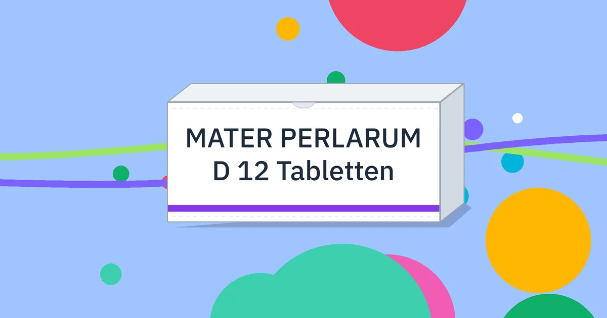 Symbolbild: Packung mit der Aufschrift MATER PERLARUM D 12 Tabletten (PZN 07173821) – Verfügbarkeit und Bezug in Apotheken in Frankfurt am Main