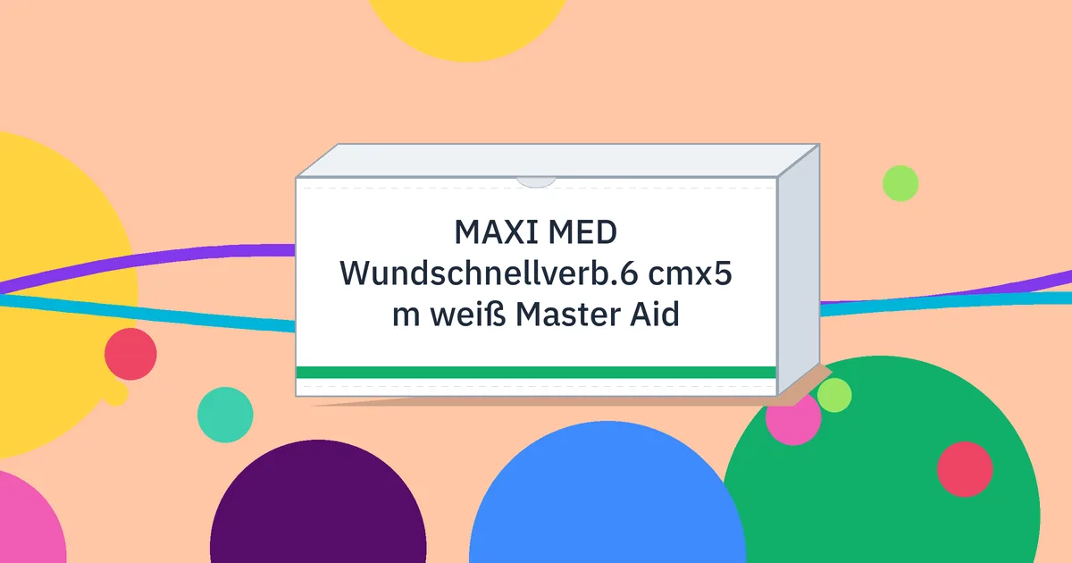 Symbolbild: Packung mit der Aufschrift MAXI MED Wundschnellverb.6 cmx5 m weiß Master Aid (PZN 02729780) – Verfügbarkeit und Bezug in Apotheken in Frankfurt am Main