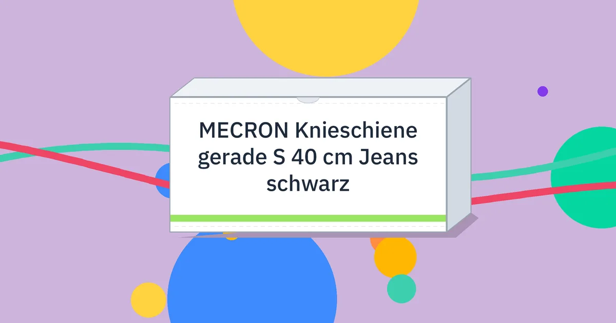 Symbolbild: Packung mit der Aufschrift MECRON Knieschiene gerade S 40 cm Jeans schwarz (PZN 02904384) – Verfügbarkeit und Bezug in Apotheken in Frankfurt am Main