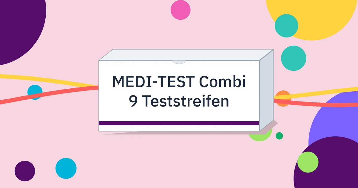 Symbolbild: Packung mit der Aufschrift MEDI-TEST Combi 9 Teststreifen (PZN 06181617) – Verfügbarkeit und Bezug in Apotheken in Frankfurt am Main