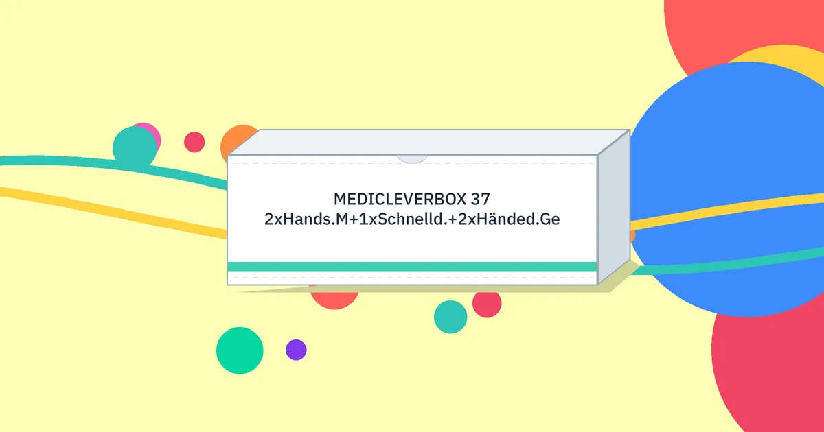 Symbolbild: Packung mit der Aufschrift MEDICLEVERBOX 37 2xHands.M+1xSchnelld.+2xHänded.Ge (PZN 19112747) – Verfügbarkeit und Bezug in Apotheken in Frankfurt am Main