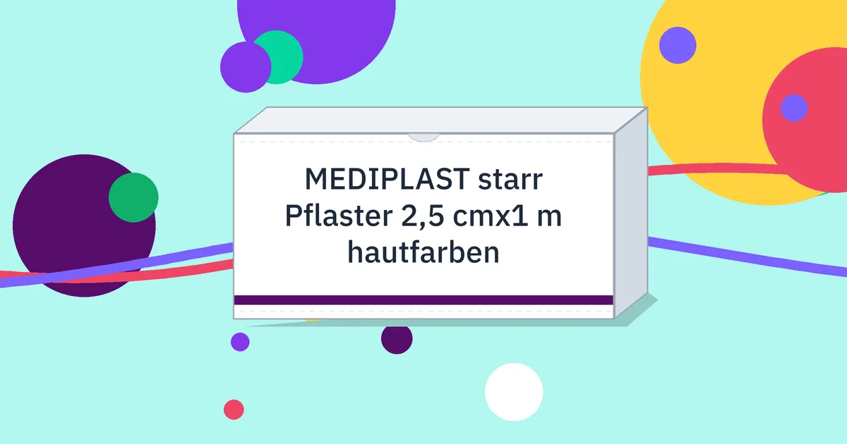 Symbolbild: Packung mit der Aufschrift MEDIPLAST starr Pflaster 2,5 cmx1 m hautfarben (PZN 00971991) – Verfügbarkeit und Bezug in Apotheken in Frankfurt am Main