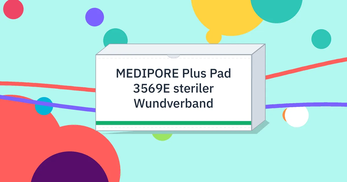 Symbolbild: Packung mit der Aufschrift MEDIPORE Plus Pad 3569E steriler Wundverband (PZN 09008486) – Verfügbarkeit und Bezug in Apotheken in Frankfurt am Main