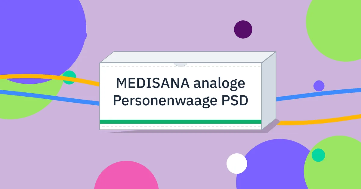 Symbolbild: Packung mit der Aufschrift MEDISANA analoge Personenwaage PSD (PZN 09764696) – Verfügbarkeit und Bezug in Apotheken in Frankfurt am Main