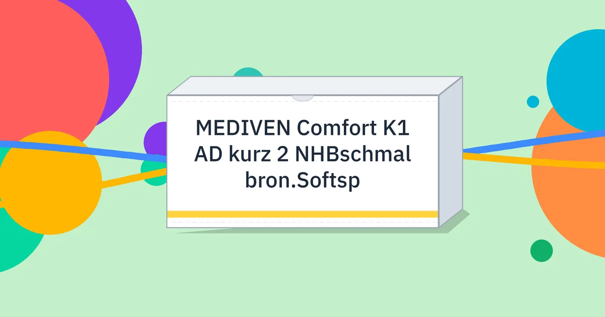 Symbolbild: Packung mit der Aufschrift MEDIVEN Comfort K1 AD kurz 2 NHBschmal bron.Softsp (PZN 14557953) – Verfügbarkeit und Bezug in Apotheken in Frankfurt am Main
