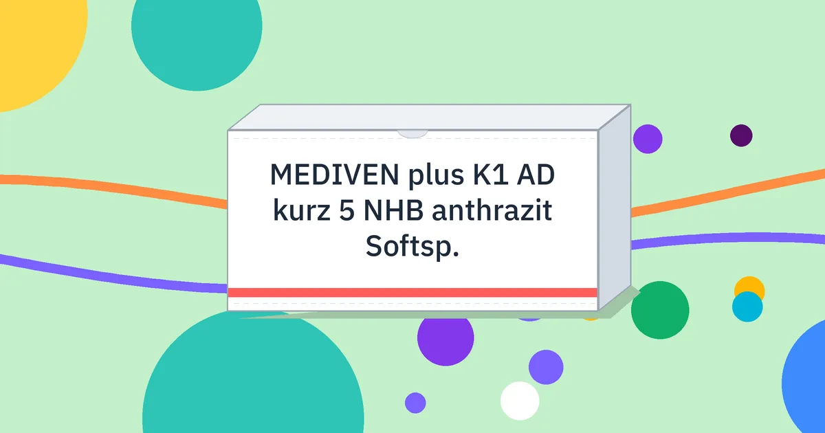 Symbolbild: Packung mit der Aufschrift MEDIVEN plus K1 AD kurz 5 NHB anthrazit Softsp. (PZN 15897579) – Verfügbarkeit und Bezug in Apotheken in Frankfurt am Main