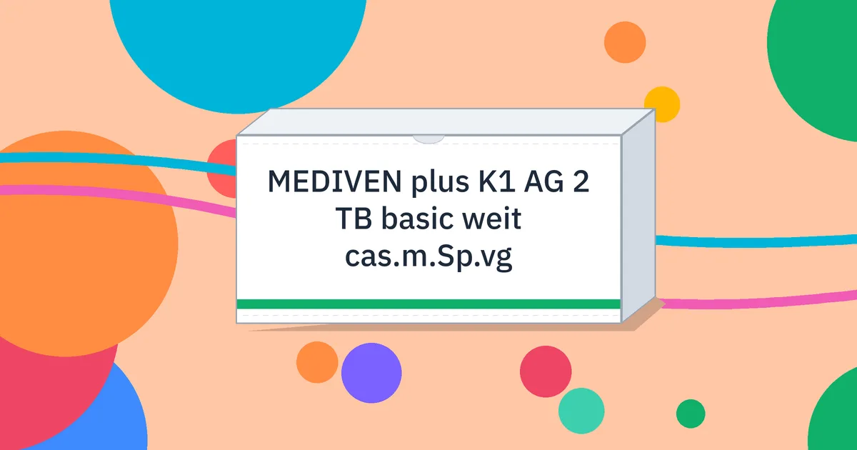 Symbolbild: Packung mit der Aufschrift MEDIVEN plus K1 AG 2 TB basic weit cas.m.Sp.vg (PZN 15058531) – Verfügbarkeit und Bezug in Apotheken in Frankfurt am Main