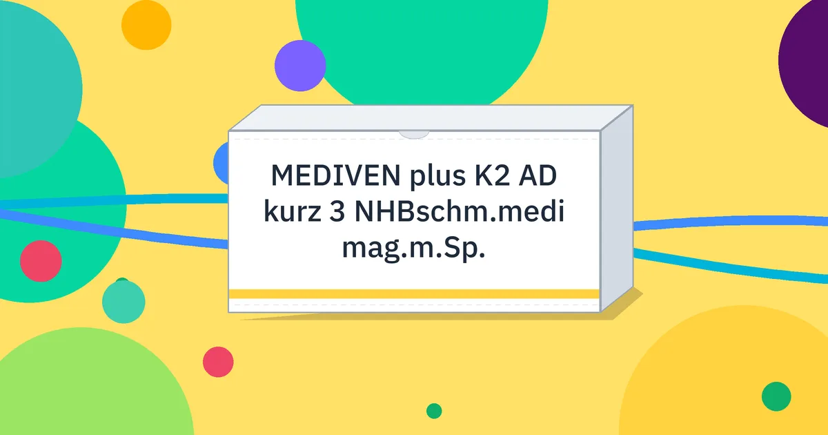 Symbolbild: Packung mit der Aufschrift MEDIVEN plus K2 AD kurz 3 NHBschm.medi mag.m.Sp. (PZN 15926720) – Verfügbarkeit und Bezug in Apotheken in Frankfurt am Main