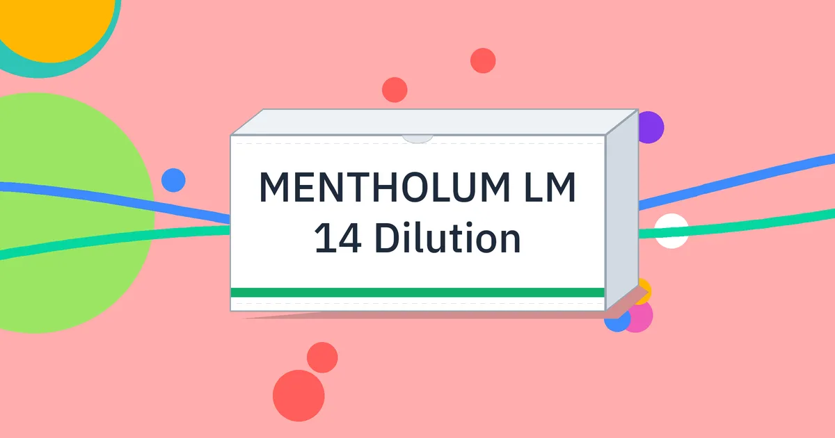 Symbolbild: Packung mit der Aufschrift MENTHOLUM LM 14 Dilution (PZN 13604685) – Verfügbarkeit und Bezug in Apotheken in Frankfurt am Main